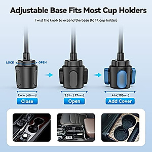 VOXON Cup Holder Phone Mount with Car Vent Clip, [2 Mounting Options], Adjustable Stable Long Arm Cup Car Phone Holder Cradle Compatible with iPhone Samsung Pixel All Phones