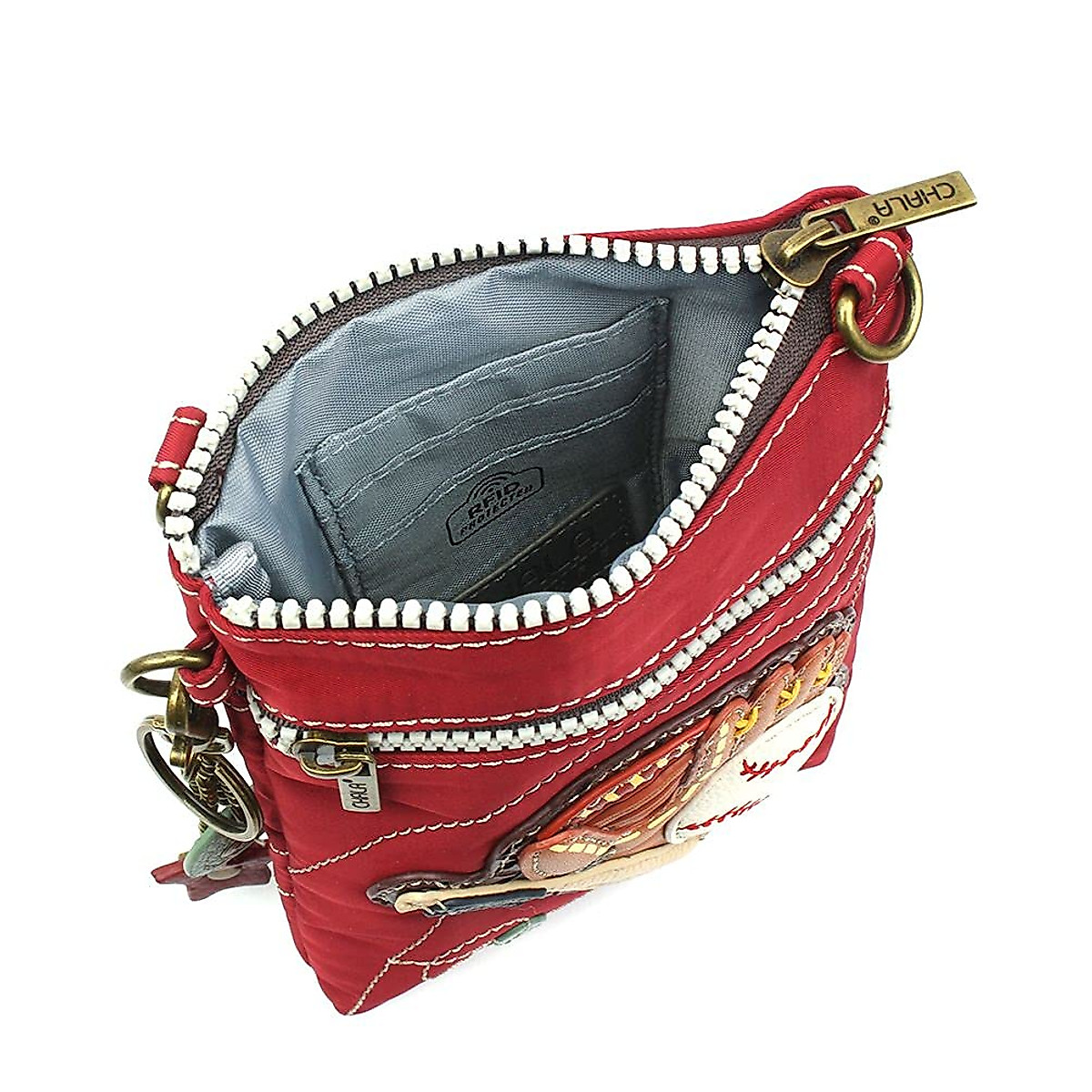 Chala Group Handbags Baseball Venture Cellphone Crossbody Handbag RFID Protected, Burgundy