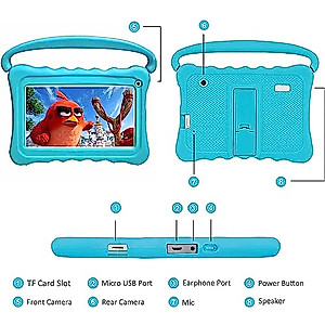 Tablet for Kids 7 inch Kids Tablet 32GB Android 10 Tablet with WiFi Dual Camera Child’s Edition Tablet with Shockproof Case Parental Control Bluetooth Google Play YouTube for Boys Girls Ages 3-14 Blue