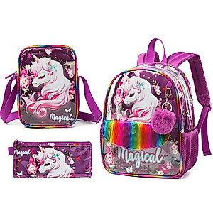 MOHCO Toddler Clear Backpack 13 inch Preschool Backpack Kindergarten Bookbag with Lunch Bag and Pencil Case for Boys and Girls