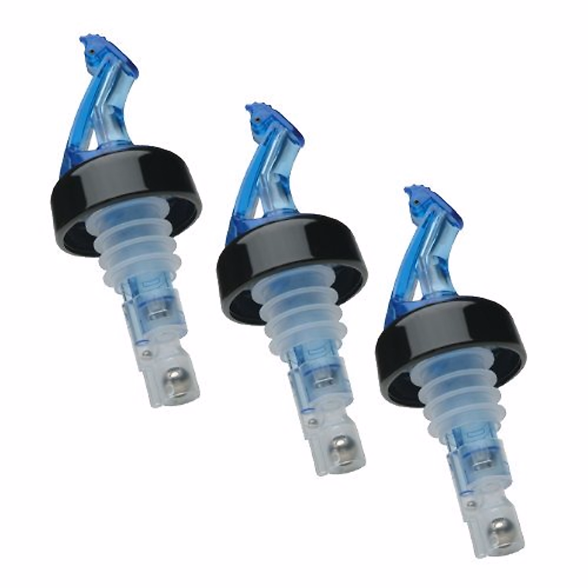 2 Oz - Precision Pour Blue (PP-CLD-FT-200B-3PK) - Measured Pourer - Bug and Dust Flap Liquor Bottle Pourers - (3 Pk) 100% USA Made - Pour The Perfect Cocktail With Our No Leak Bottle Spouts, Size 2.0