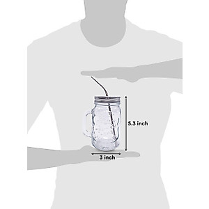 Mason Jar Mugs with Handle, Regular Mouth Colorful Lids with 2 Reusable Stainless Steel Straw, Set of 2 (Silver and Rose Gold), Kitchen GLASS 16 oz Jars,"Refreshing Ice Cold Drink" & Dishwasher Safe