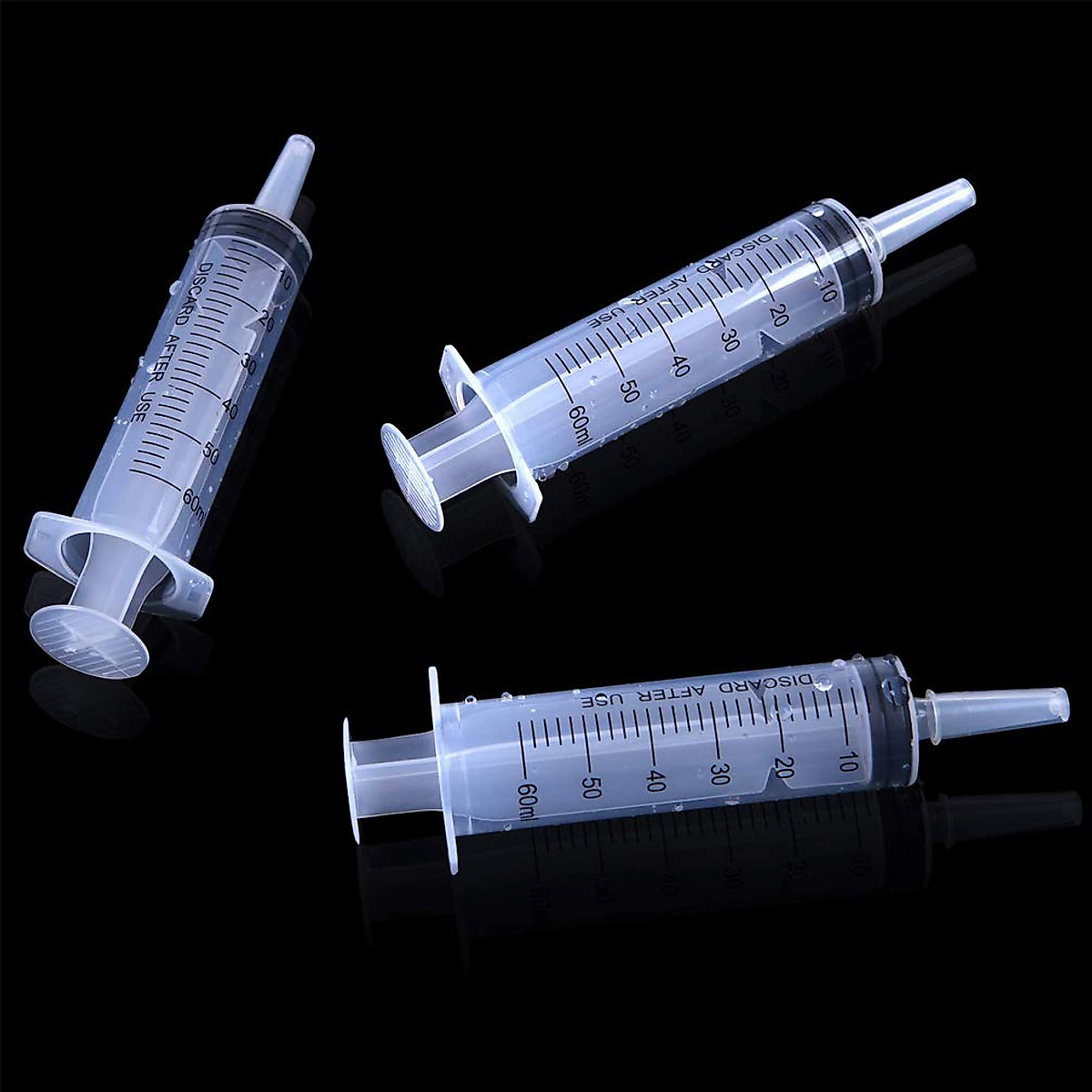 KEWAYO 3 Pack 60ml/cc Plastic Syringe Large Syringes Tools Catheter Tip individually sealed with Measurement for Scientific Labs, Measuring Liquids, Feeding Pets, Oil or Glue Applicator