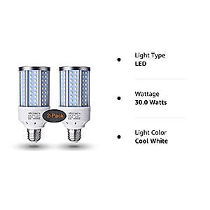 Auzer 30W (200W Equivalent), Daylight, E26 Standard Base, LED Corn Light Bulb | 2-Pack