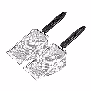 Protover Reptile Sand Substrate Metal Sand Shovel Stainless Steel Fine Mesh Terrarium Substrate Litter Corner Cleaner Reptile Habitat Sifting Scoopers（2PCS）