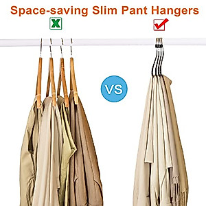 ELONG HOME Slack Pants Hangers, 30 Pack Open Ended Design Durable Anti-Rust Chrome Metal Hangers, Hangers Non Slip Rubber Coating, Slim & Space Saving Jeans Hanger for Easy-Slide Pants