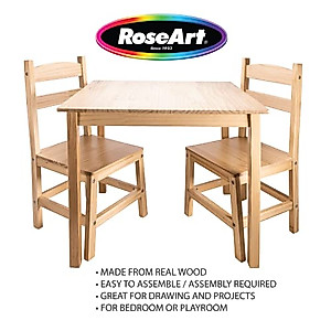 Rose Art Kids Solid Natural Wood Table and 2 Chair Set