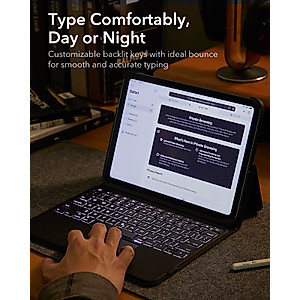 ESR Ascend Keyboard Case for iPad Air 11-Inch (2024 M2) & iPad Pro 11 (4th/3rd/2nd/1st Gen), iPad Air 5th/4th, Magnetic Detachable, Adjustable Portrait/Landscape Stand, Black