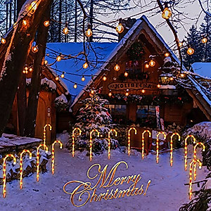 Zhengmy Pcs 21 Inch Christmas Cane Lights Christmas Pathway Markers Lights Christmas Outdoor Decorations Cane Lights with Stakes for Xmas Holiday Party Walkway Patio Garden Decor