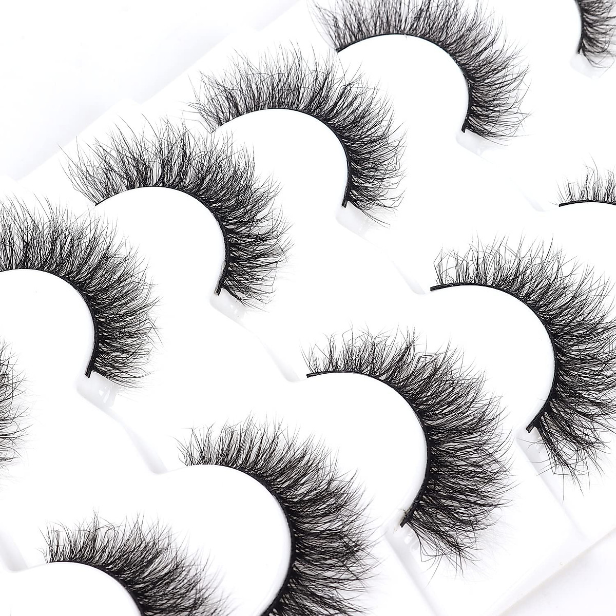 Wleec Beauty 14mm Cat Eye Eyelashes 7 Pairs 3D Wispy Fluffy False Lashes Natural Fake Eyelashes FM48