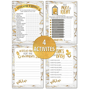 Baby Shower Game Bundle | 40 Cards - Four Baby Shower Activities | Baby Shower Price Is Right | Baby Shower Word Unscramble | Notes of Advice | Wishes for Baby | Baby Shower Activities