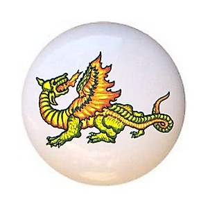Dragons in Color Colorful Dragon Knobs Decorative Ceramic Dresser Drawer Pulls Cabinet Cupboard Knobs (#3)