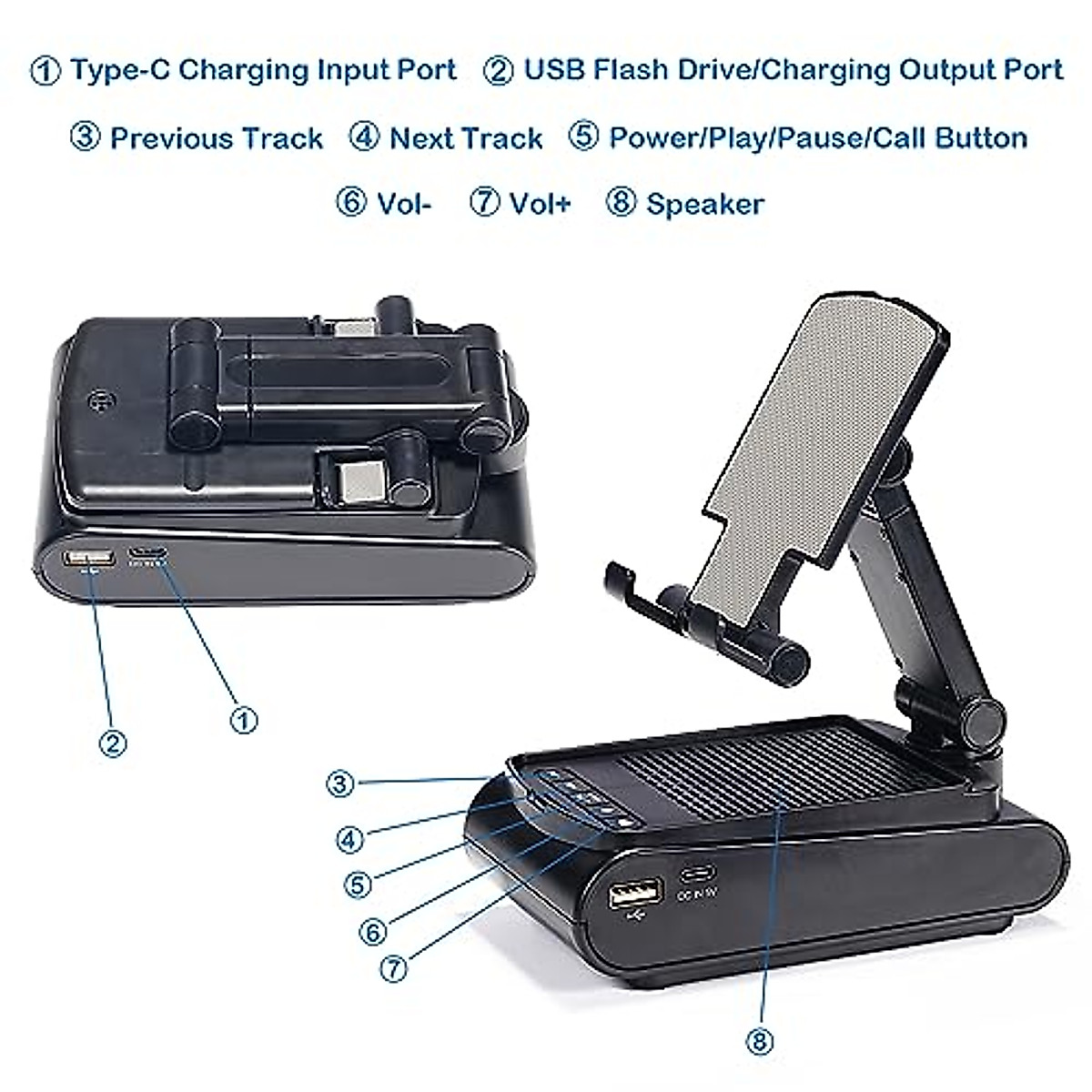 Gifts for Men or Women, Cell Phone Stand with Wireless Bluetooth Speaker, Adjustable Non-Slip Portable Tablet Holder, Desktop Cool Tech Gadgets for Mens Boys, Unique Birthday Gift Ideas for Mom Dad