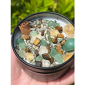 Money Magnet Manifestation Herbal Intention Candle | Ritual Altar Tool Crystal Spell Infused Scented Soy Candle Witchy Gift | Wealth Abundance Prosperity