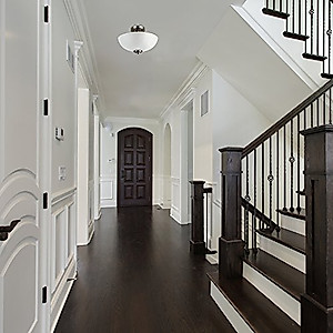 Globe Electric 63357 2-Light Semi-Flush Mount Ceiling Light, Brushed Nickel, Chrome Accents, Frosted Glass Shade, Light Fixtures Ceiling Mount, Bedroom Lights for Ceiling, Dining Light Fixture