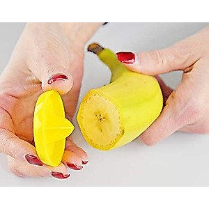HOME-X Fresh Banana Cover, Reusable Produce Keeper, Banana End Caps, Set of 2-2” D x 1” H, Yellow