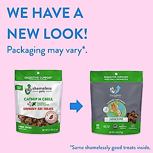 Shameless Pets Catnip Treats - Crunchy Cat Calming Treats with Digestive Support, Sustainable Upcycled Natural Ingredients & Real Chicken, Low Calorie Healthy Feline Food - Catnip N Chill, 14oz