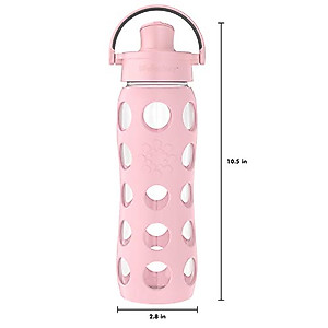 Lifefactory 22-Ounce Glass Water Bottle with Active Flip Cap and Protective Silicone Sleeve, Desert Rose