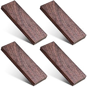 Sasylvia 4 Pcs Black Ebony Lumber Wood Timber Handle Plate Natural Wood Knife Handle Scales Knife Scales Lumber Blank for DIY Music Instruments Tools Crafts, 4.7'' x 1.6'' x 0.4''