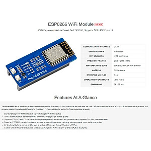 ESP8266 WiFi Module for Raspberry Pi Pico, WiFi Expansion Module Controlled via UART at Command, Support TCP/UDP Protocol,STA, AP, and STA+AP Three WiFi Operating Modes