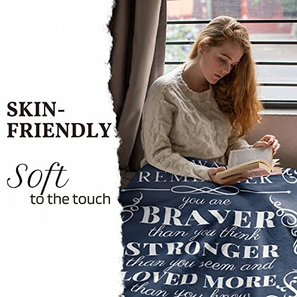 InnoBeta Inspirational Blankets for Women, Men, Get Well Soon Gift for Friends Recovering from Surgery, Chemotherapy, Cancer, Flannel Throw Blanket, 50'' x 65'' - You are Braver Than You Think