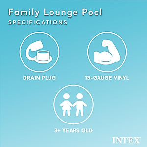 Intex Swim Center Inflatable Family Lounge Pool: Built-in Bench – Cup Holder – 156 Gallon Capacity – 90" x 86" x 31" – Blue