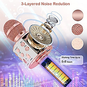 Verkstar Karaoke Microphone, 5-in-1 Wireless Bluetooth Karaoke Mic for Adults Kids, Handheld Mics Speaker with LED Lights,Christmas Birthday Gifts for All Ages