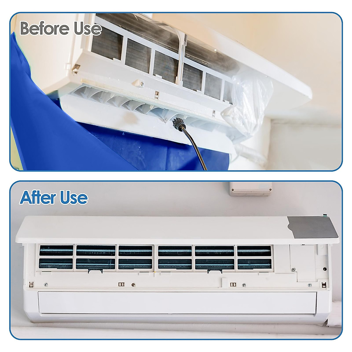 Air Conditioner Washing Bag, Waterproof Split Air Conditioner Cleaning Cover for Wall Mounted Mini Split AIR CONDITIONER Units, Cleaning tool for Home Office, Style A Blue with hose