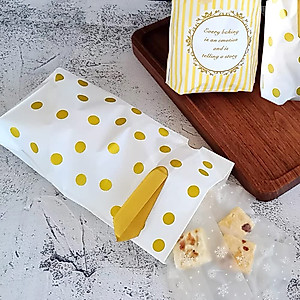 Elwish 24pcs Treat Bags Party Favor Bags Gold Plastic Drawstring Candy Goodies Food Storage Bags Gift Wrapping Package