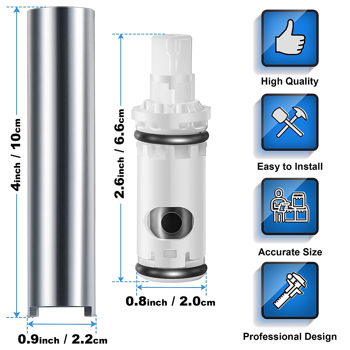 Enhon 3 Pcs Faucet Cartridge Replacement Kit Compatible with Moen 1224 1224B Cartridge Retainer Removal Tool/Moen 14272 for Double Handle Tub Shower, Faucet Cartridge Bathtub Valve Repair