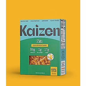 KAIZEN KETO Pasta Ziti - 2 Net Carbs, 19g protein - Gluten-Free, Keto Pasta Made with High Fiber Lupini Flour - 8 ounces (Pack of 3)