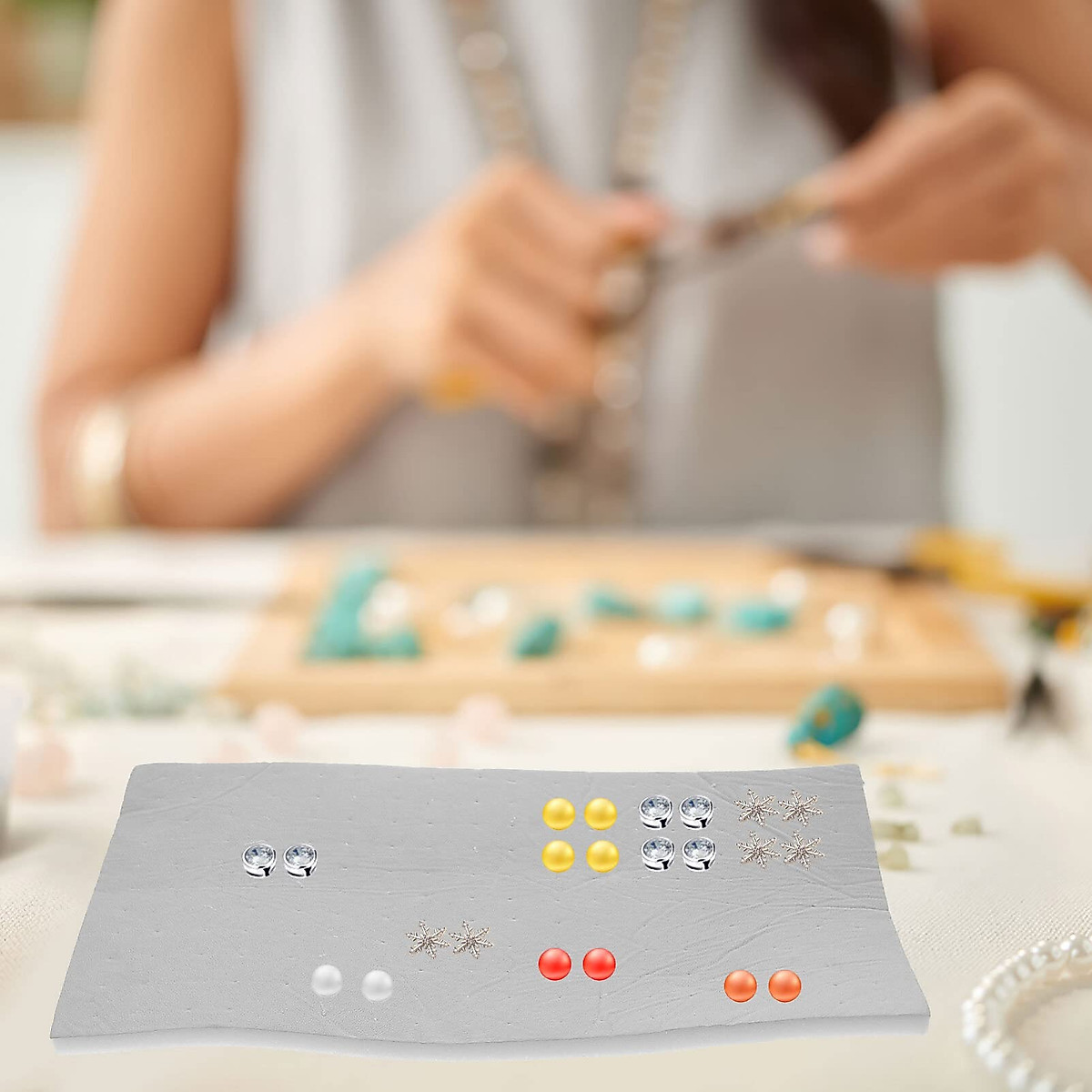 Cabilock 198 Jewelry Sponge Pad Earring Display Sponge Rings Sponge Insert Necklace Display Tray Foam Earring Mat Cosmetic Sponge Trinket Showcase Pads Makeup Pallet Drawer Organizer Travel