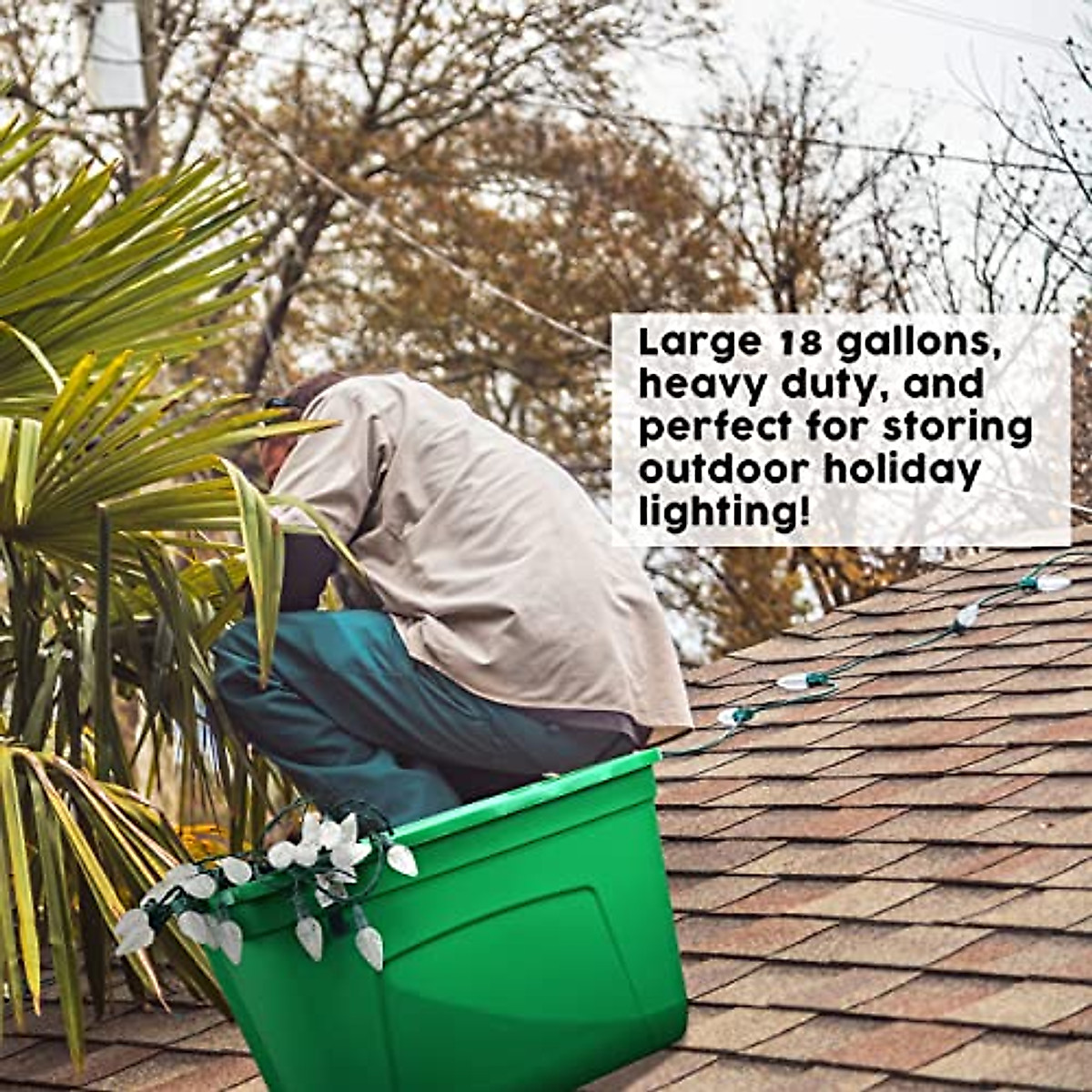 SIMPLYKLEEN 4-Pack Christmas Storage Totes with Lids (Red/Green), 18-Gallon (72-Quart) Organization Bins, 25.50" x 17.00" x 15.25", Holiday Organizer, Plastic Storage Container Made in the USA