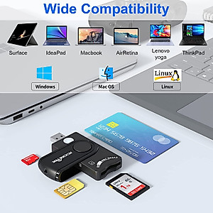 USB CAC Smart Card Reader, CAC/DOD Military, SDHC/SDXC/SD & Micro SD Card Reader for SIM and MMC RS & 4.0, Compatible with Windows, Linux/Unix, MacOS X