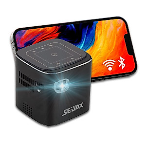 SeiyaX Mini Portable Projector - Support LED DLP Built-in Touch pad and Screen Sharing with Android OS WiFi 2.4G/5G Bluetooth HDMI, USB - Compatible with iPhone iPad, Android Phones Black