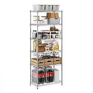 Furinno Wayar Metal Storage Shelf Rack, 6-Tier, 23 x 13 x 59, Stainless Steel