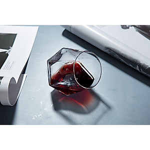 [6-Pack,10 Oz] Design·Master- Diamond Wine Glasses, Stemless Wine Glasses, Diamond Whiskey Glasses, Drinking Glasses, Ideal for Red and White Wine,Kitchen Glassware, Wedding and Party Gifts