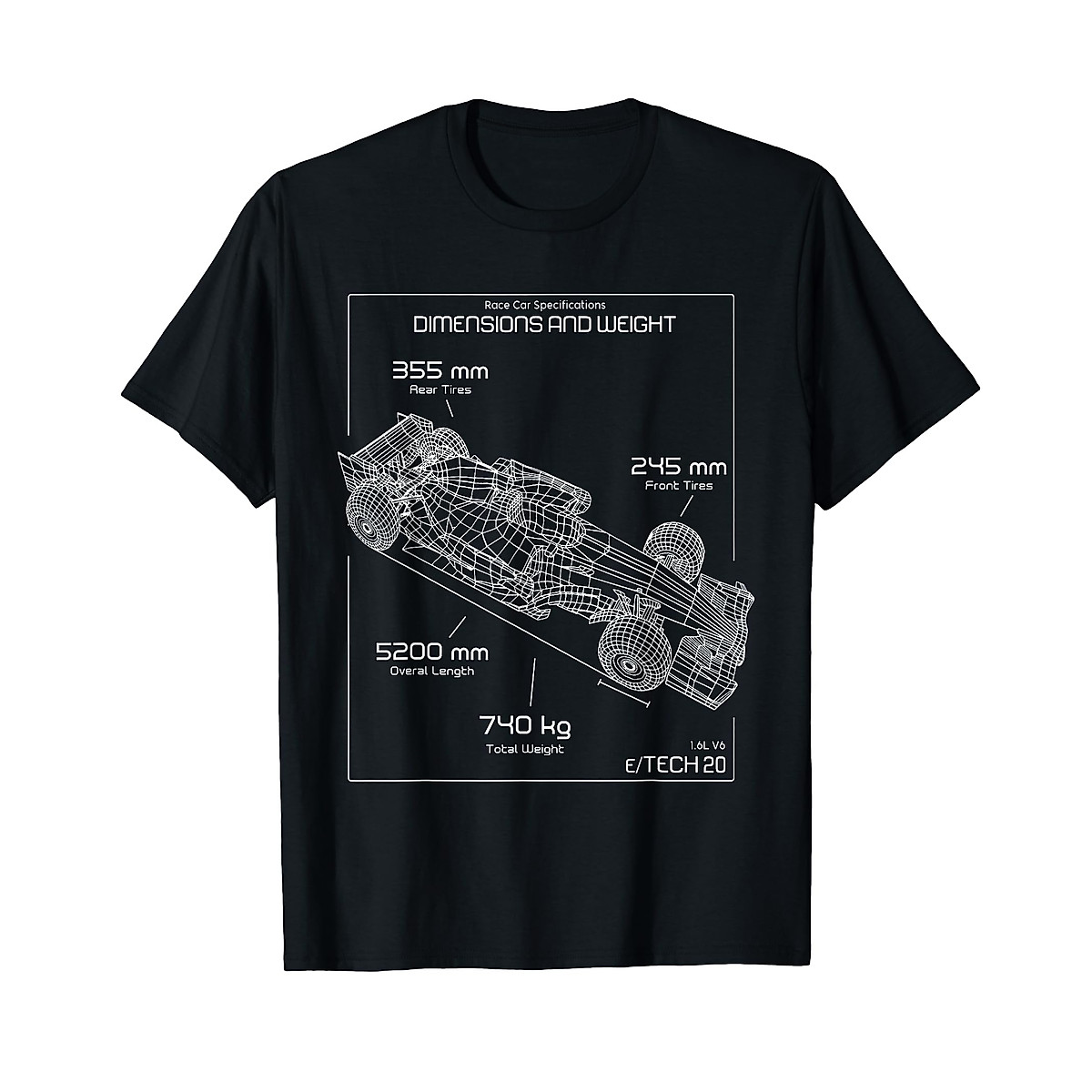 Formula Racing Car Schematic Engineer Team Fan T-Shirt
