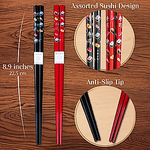 Musuubi Japan Japanese Chopsticks Made in Japan - Set of Two Pairs of Cute sushi Chopsticks Reusable Wooden Chopsticks for Adults
