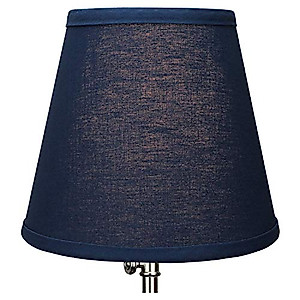 FenchelShades.com Lampshade 5" Top Diameter x 9" Bottom Diameter x 7" Slant Height with Clip-On Attachment for Standard Edison-Style Lightbulb (Linen Navy Blue)
