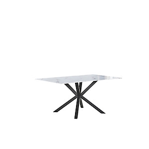 Best Quality Furniture D238-6SC189 Dining Set, White Marble/Gray/Cream