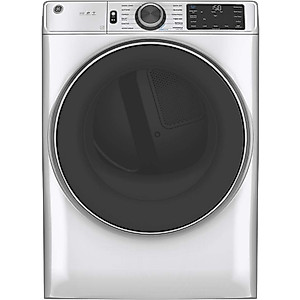 GE GFD65GSSNWW 28" Front Load Gas Dryer with 7.8 cu. ft. Capacity Powersteam Built-in WiFi Sanitize Cycle and Vent Sensor in White