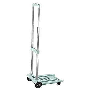 shamjina Luggage Cart Folding Hand Truck Solid Construction Compact Adjustable Handle Utility Cart Dolly Truck for Office Moving Transportation Auto, 4 Wheels Light Green