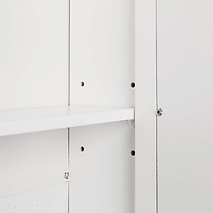 White Bathroom Cabinet - Medicine Cabinet with Mirror - Wall Mounted Bathroom Storage Cabinet - Bathroom Wall Cabinet - Over The Toilet Storage Cabinet - 2 Door Adjustable Shelf and Bottom Fix Shelves