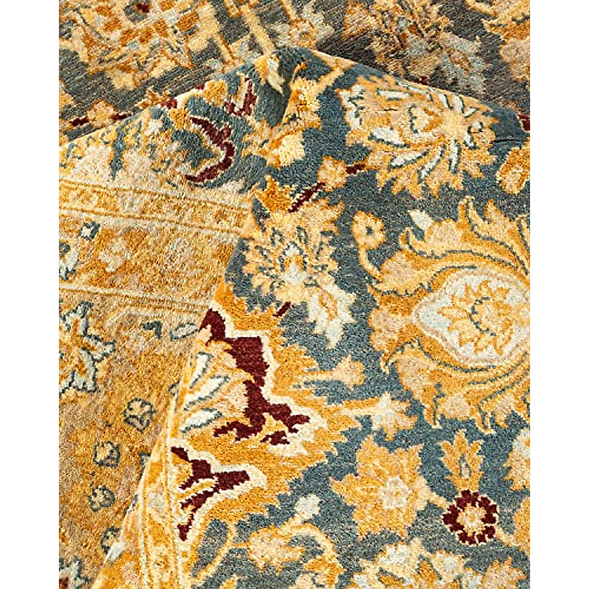 One of a Kind Hand Knotted Hand Made Wool Traditional Oriental Mogul Gray 8 X 10 Area Rug