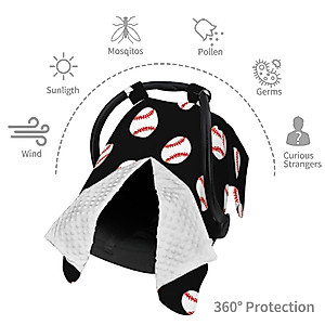 Baby Car Seat Cover Baseball Winter Carseat Canopies Cover Soft Breathable Infant Carseat Canopy for Infant Boys Girls