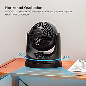 IRIS USA WOOZOO Fan, Small Oscillating Desk Fan, Table Air Circulator, 3 Speeds, 32ft Max Air Distance, Mini Fan 8 Inches, 112° Adjustable Tilt, 27.5 db Low Noise, Pink