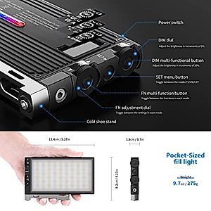 Neewer RGB LED Video Light, 12W RGB150 Full-Color Camera Light with Aluminum Alloy Body, CRI 97+, TLCI 97+, 2500~8500K, 3200mAh Rechargeable Battery, 12 Scene Modes for Gaming/YouTube/Vlog/Photography