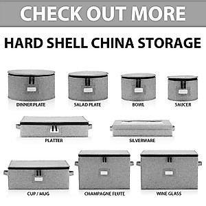 China Storage Container for Dinner Plate - 11.5" W x 7" H - Includes 12 Felt Dividers. Hard Shell and Stackable with Padded Interior