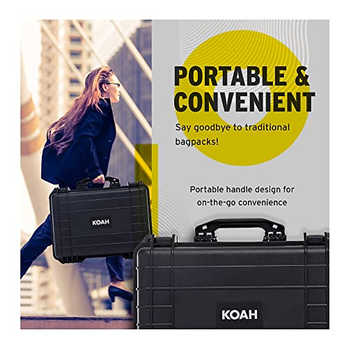 Koah Weatherproof Hard Case with Customizable Foam (18 x 14 x 7 Inch)